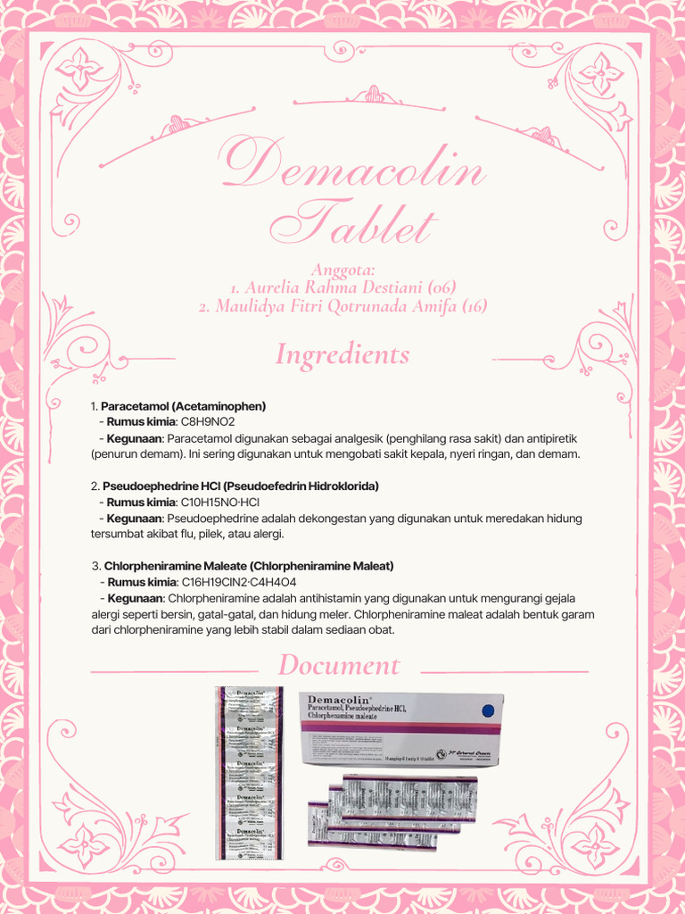 Kegunaan dan Bahan Demacolin Tablet | PDF