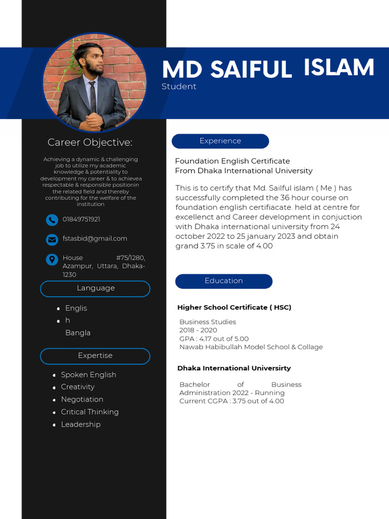 Black Modern Professional Resume PDF | PDF