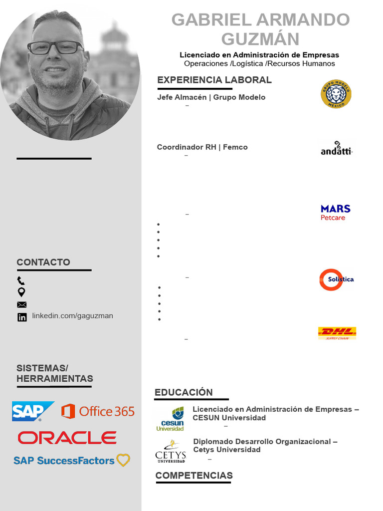 CV Gabriel Guzmán 2024v11 | PDF | Logística | Gestión de recursos humanos