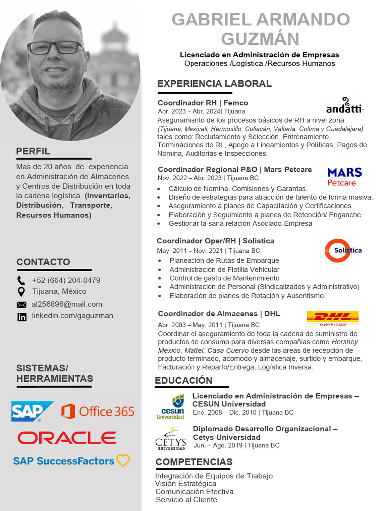 Gabriel Guzman CV | PDF | Logística | Gestión de recursos humanos