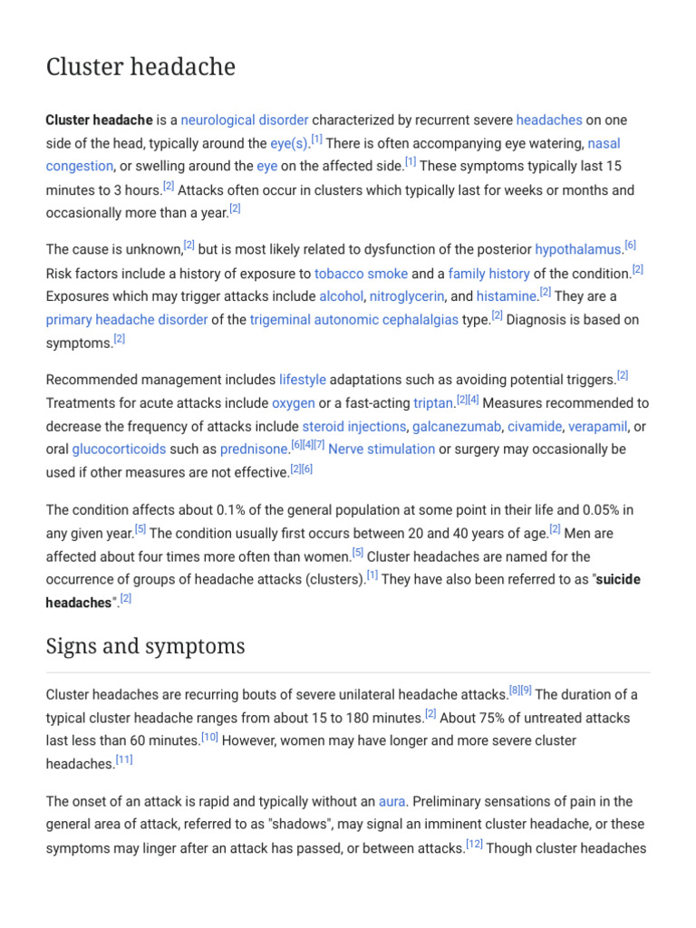 Understanding Cluster Headaches: Symptoms & Treatment | PDF | Headache ...