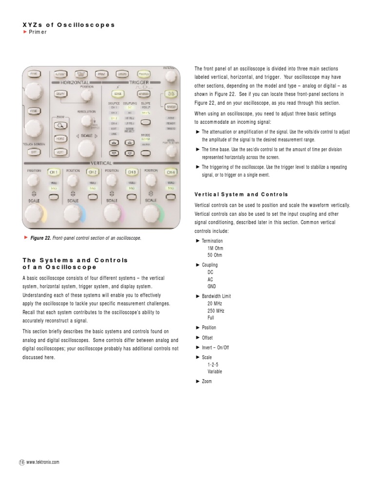 Xyzs of Oscilloscopes: Figure 22. Front-Panel Control Section of An ...