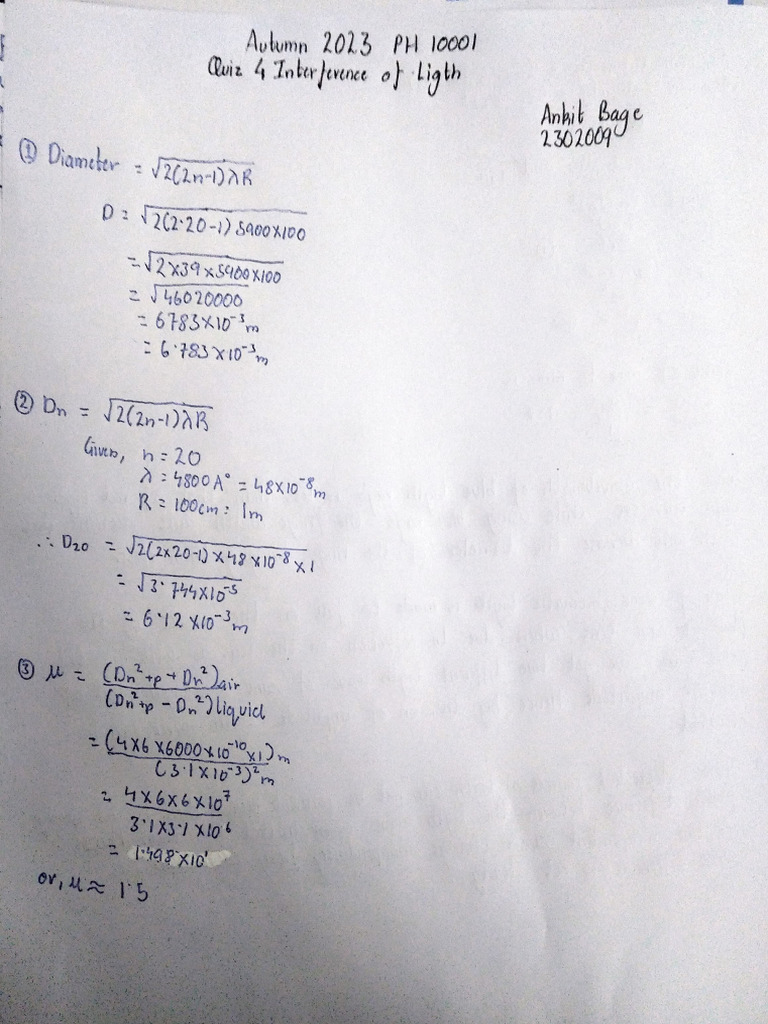 2009ankit Bage (Physics Quiz 4) | PDF
