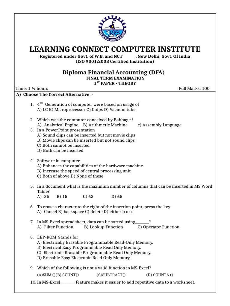 DFA THEORY PAPER (2) | PDF | Microsoft Excel | Computing