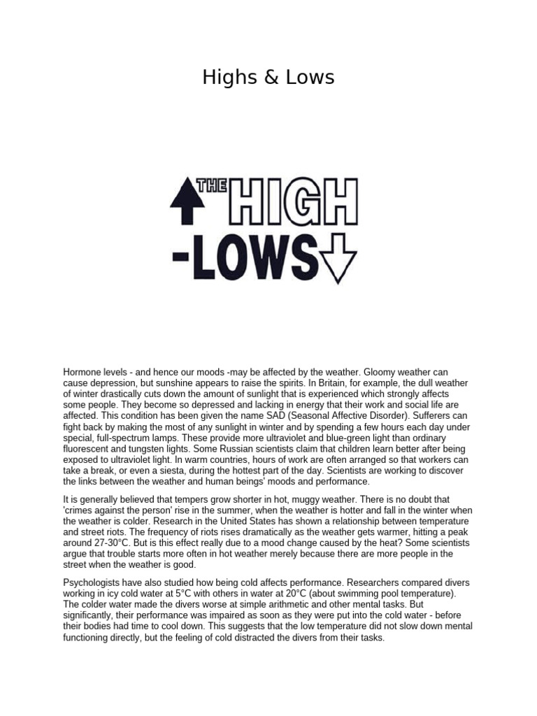 Highs _ Lows | PDF | Mood (Psychology) | Mental Health