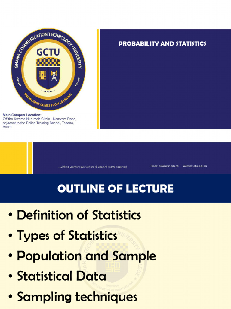 Lecture 1_MATH 122_f8402a7e2e685ccb87da3a4f49ec2295 | PDF | Sampling (Statistics) | Statistics