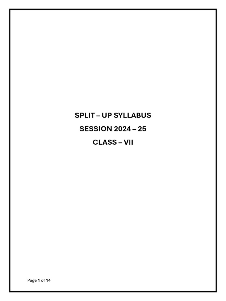 SPLIT-UP-SYLLABUS-CLASS 7 | PDF | Subject (Grammar) | Verb