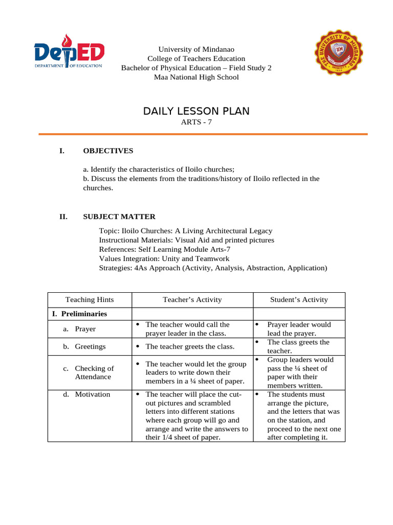 LESSON PLAN ARTS-7 | PDF | Church (Building) | Gothic Architecture LESSON PLAN ARTS-7 | PDF | Church (Building) | Gothic Architecture