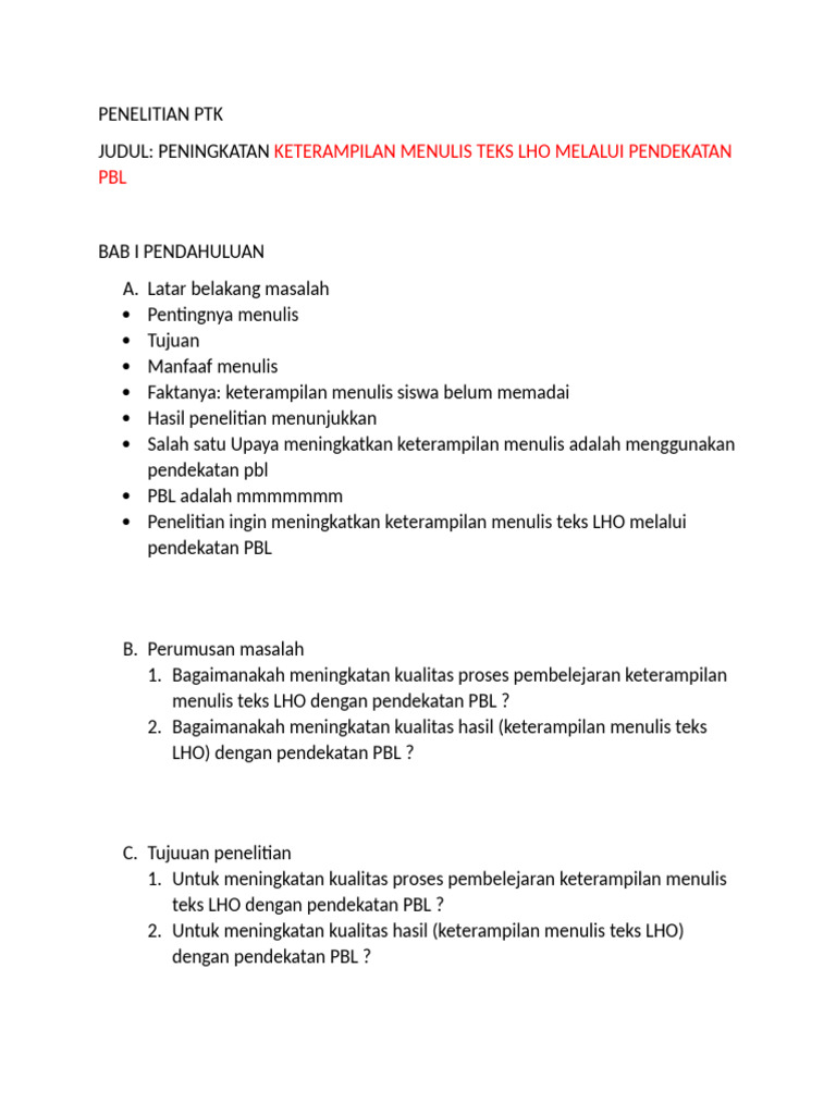 Contoh Penelitian PTK | PDF