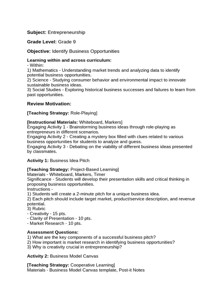 ENTREP LESSON 3 | PDF | Creativity | Business Model