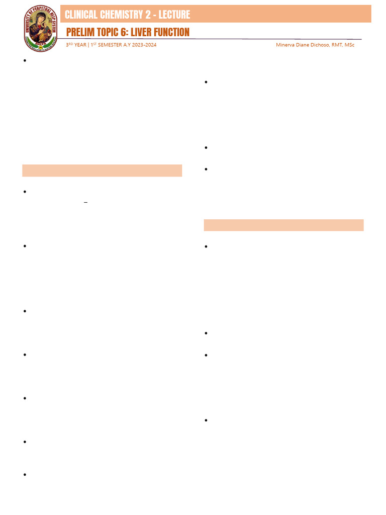 PRELIM CC2_LEC - LIVER FUNCTION | PDF | Liver | Cirrhosis