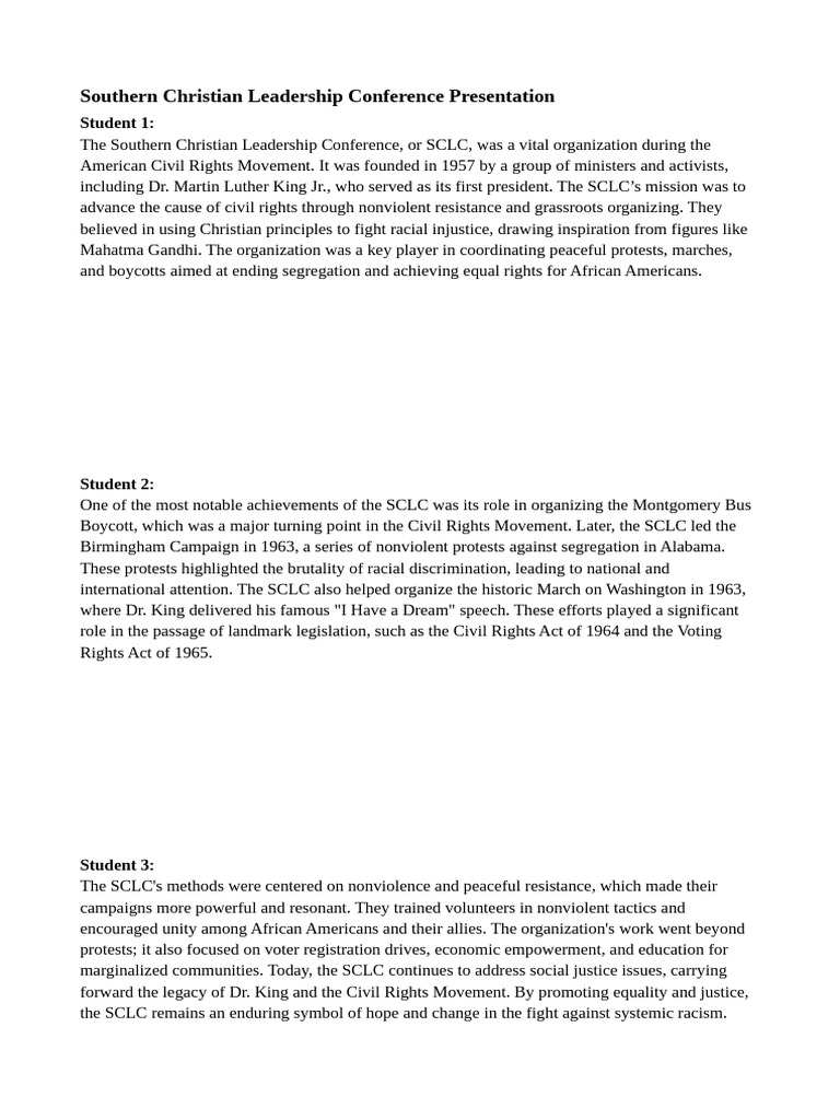 SCLC: Key to Civil Rights Movement | PDF