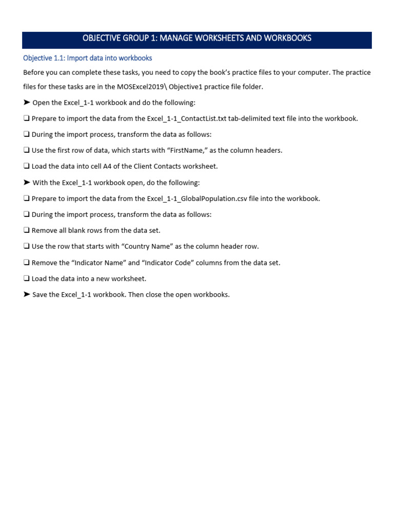 MOS Excel 2019 Study Guide Overview | PDF | Computer File | Microsoft Excel