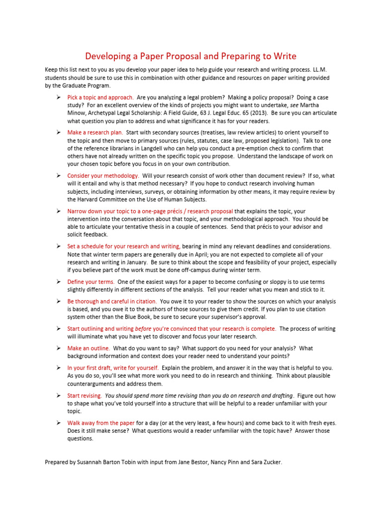 Developing A Paper Proposal and Preparing To Write | PDF