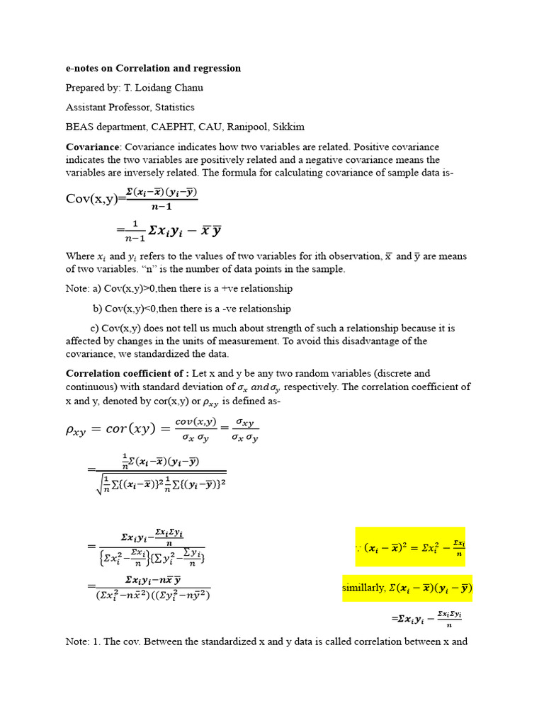 Correlation and Regression | PDF | Covariance | Regression Analysis