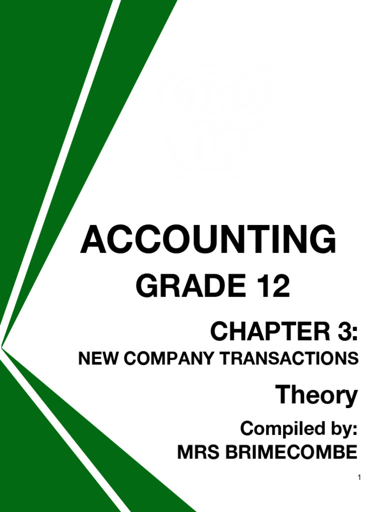 Grade 12 Accounting: Company Transactions | PDF | Debits And Credits ...
