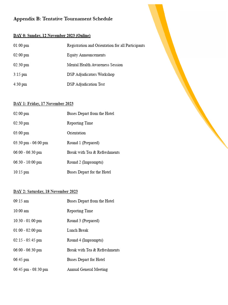 Updated Schedule - Raziuddin Shaikh All-Pakistan Senior Debating Championship 2023 | PDF
