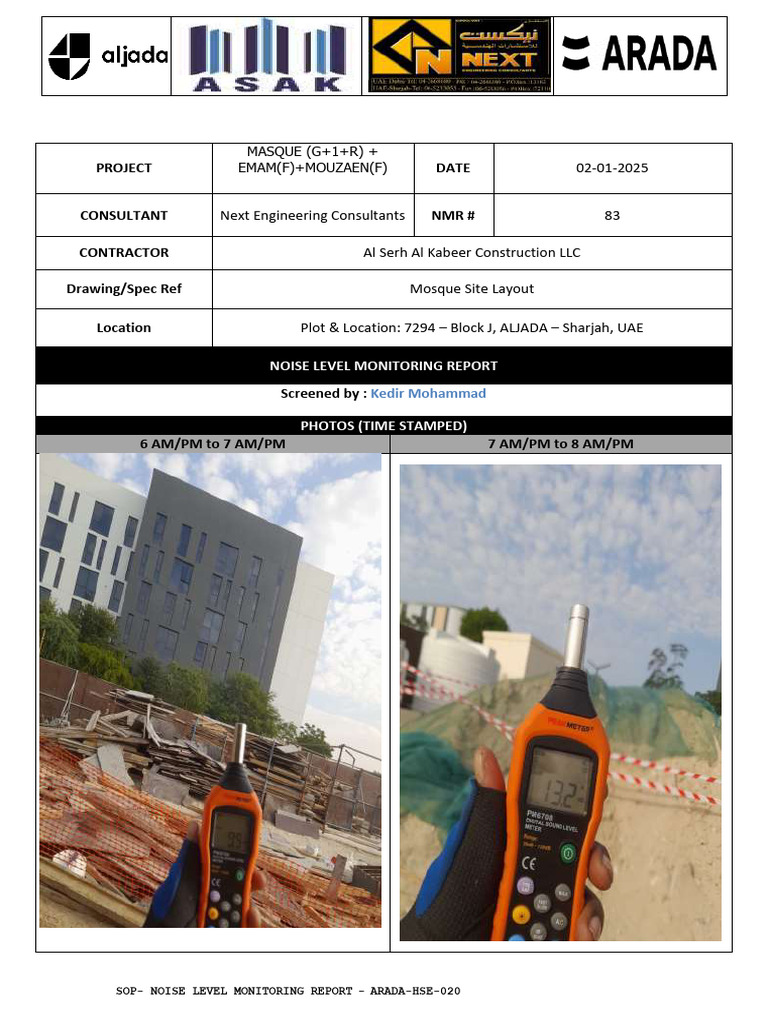 Noise Level Monitoring Report. 020125 | PDF