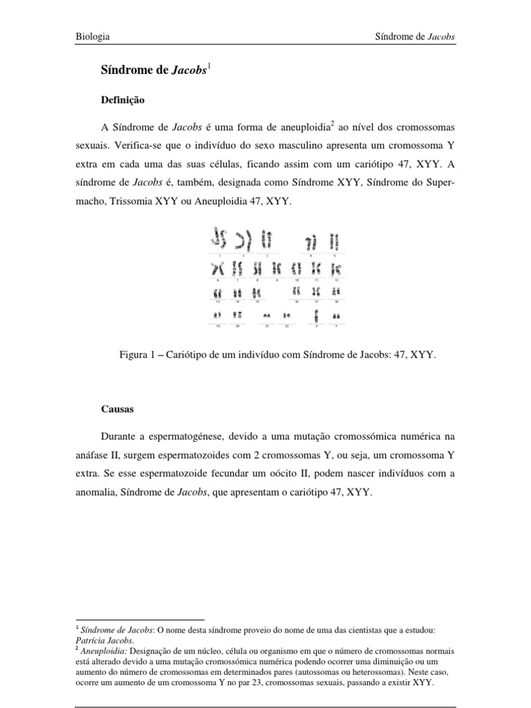 Síndrome XXY Ou Síndrome de Jacobs | PDF | Biologia | Genética