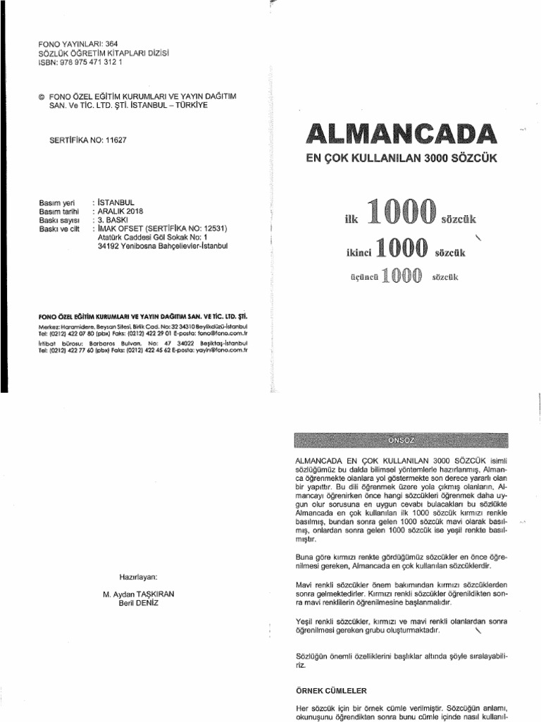 Almancada An Cok Kullanilan 3000 Sozcuk | PDF