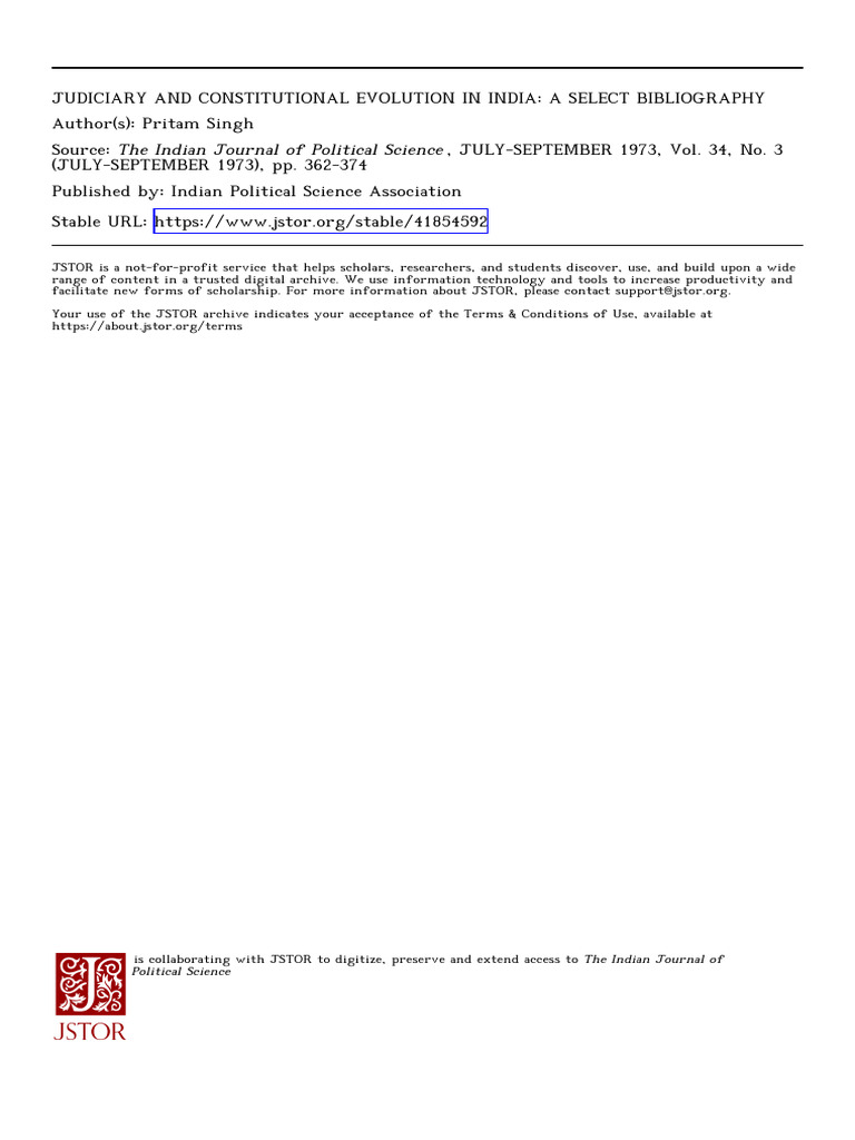 JUDICIARY AND CONSTITUTIONAL EVOLUTION IN INDIA | PDF | Government ...