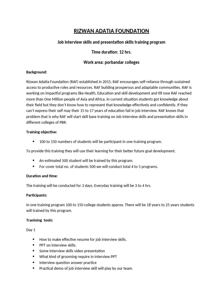 Job Interview & Presentation Skills Training | PDF | Job Interview ...