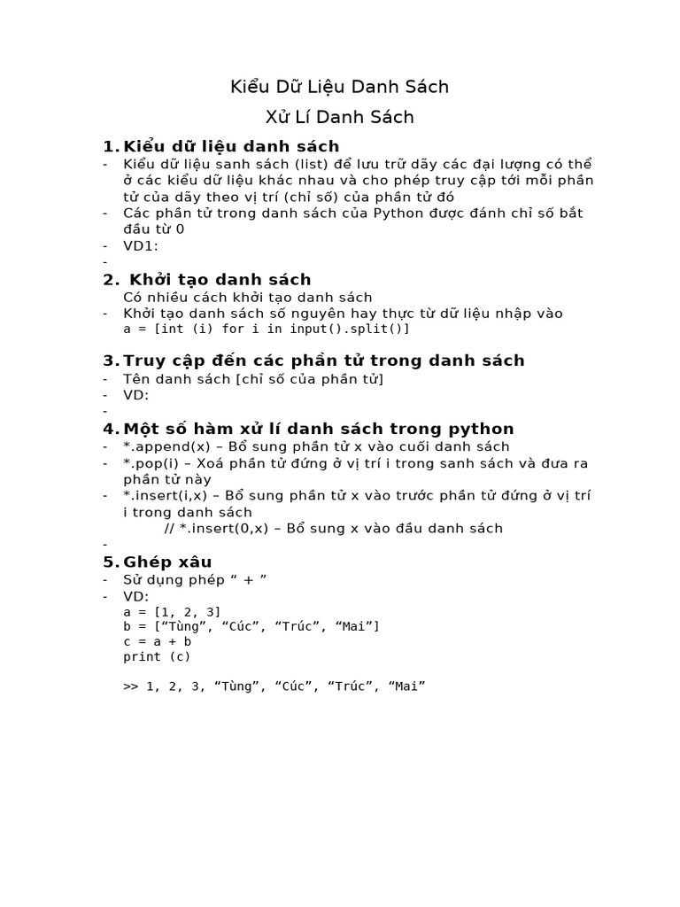 6 - KDL Danh Sách - X Lí Danh Sách | PDF