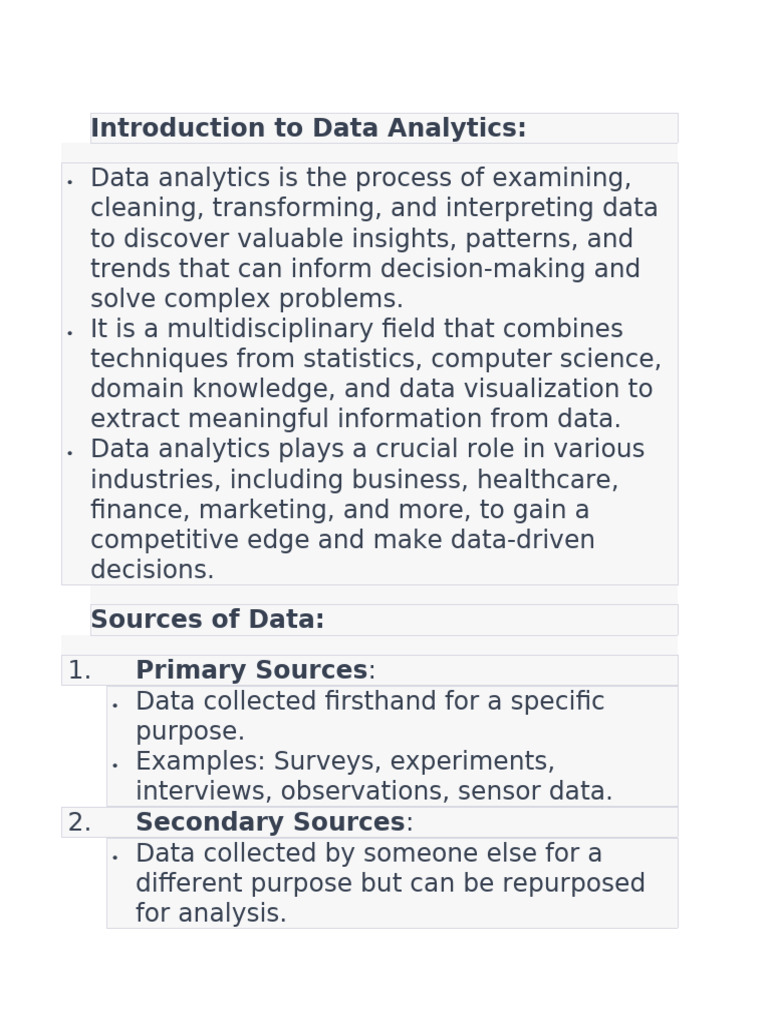Unit 1 Introduction To Data Analytics | PDF | Analytics | Data Analysis