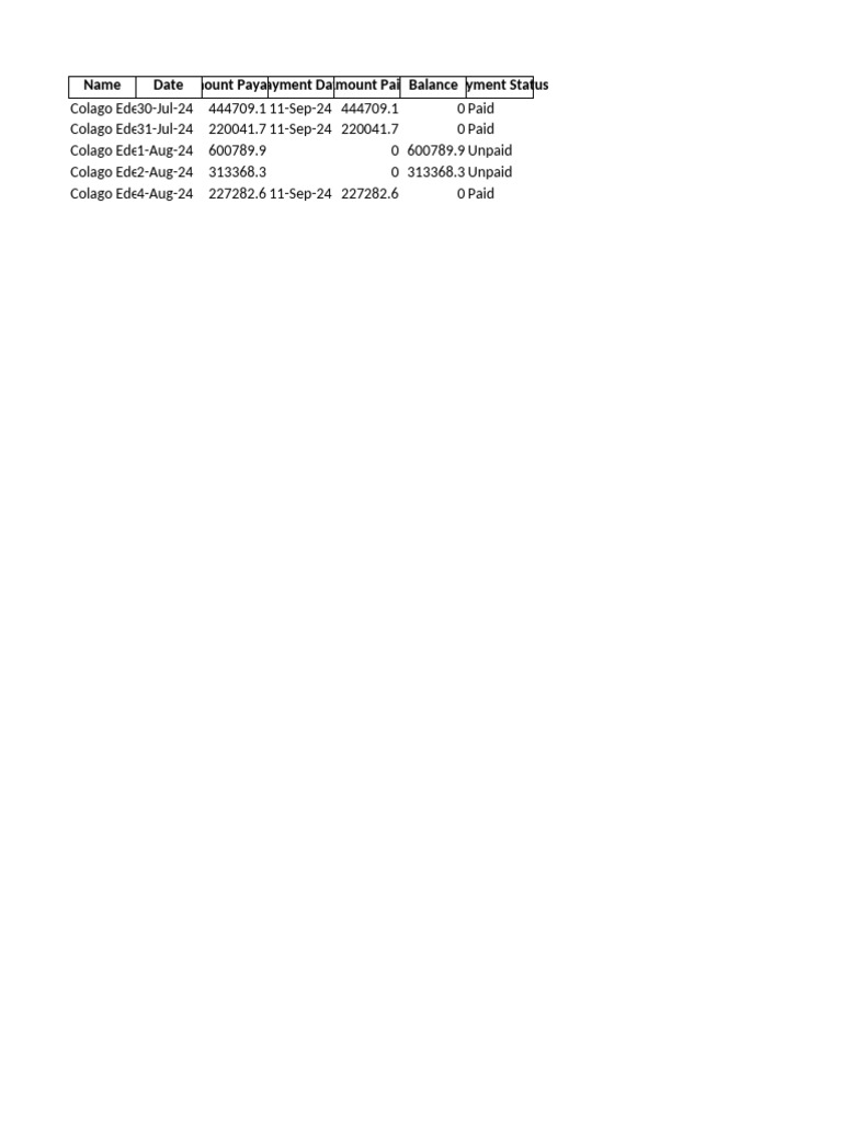 Sample Payment Tracking | PDF
