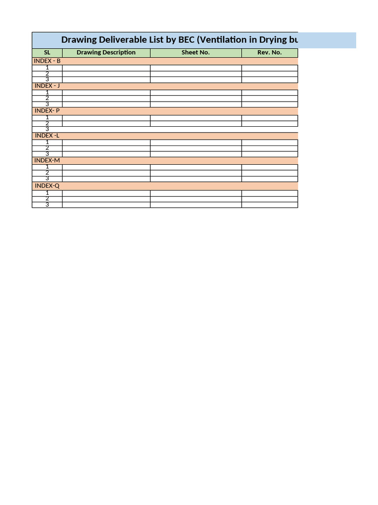 Drawing Deliverable List by BEC | PDF
