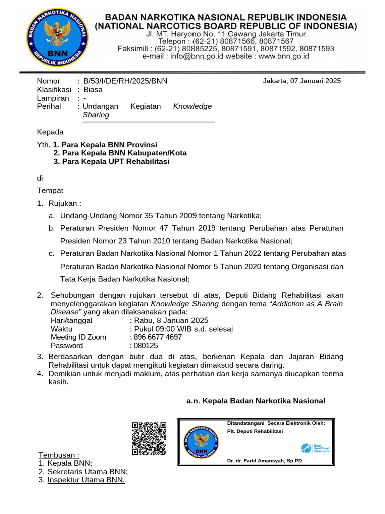 Undangan Knowledge Sharing BNN | PDF