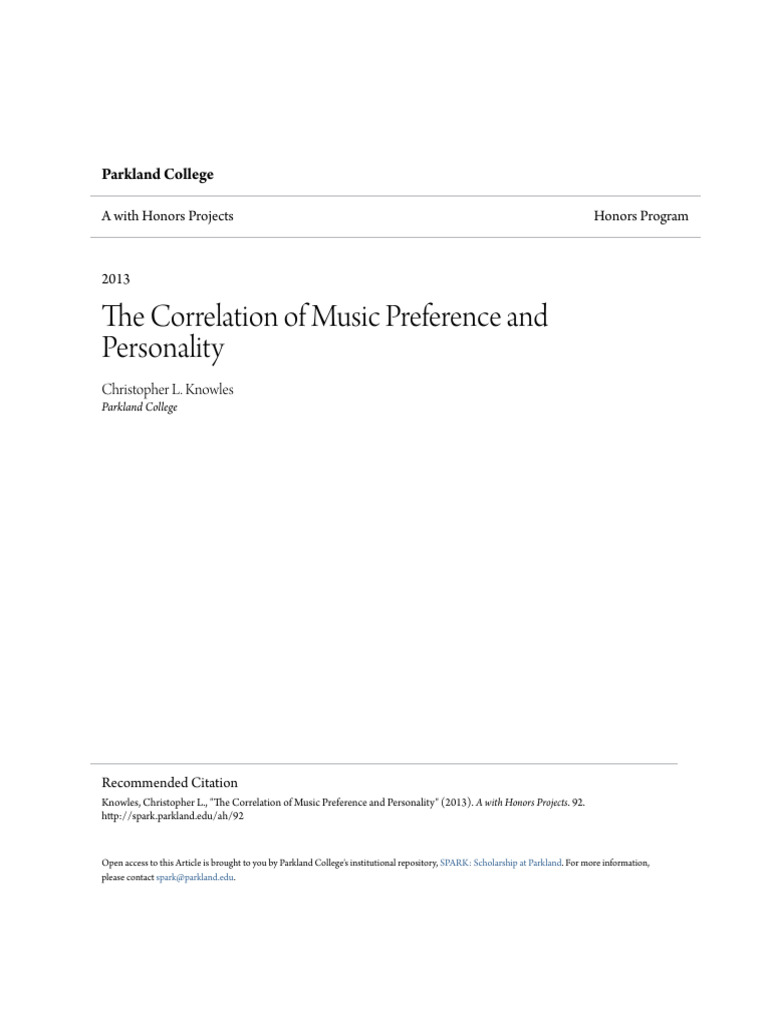 The Correlation of Music Preference and Personality | PDF ...