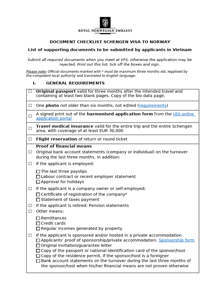 Vietnam - Document Checklist Schengen Visa - m24 | PDF | Travel Visa ...
