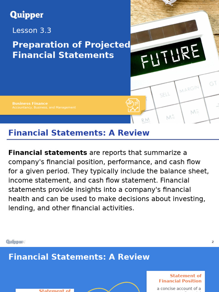 4 - Projected Financial Statement | PDF | Balance Sheet | Income Statement