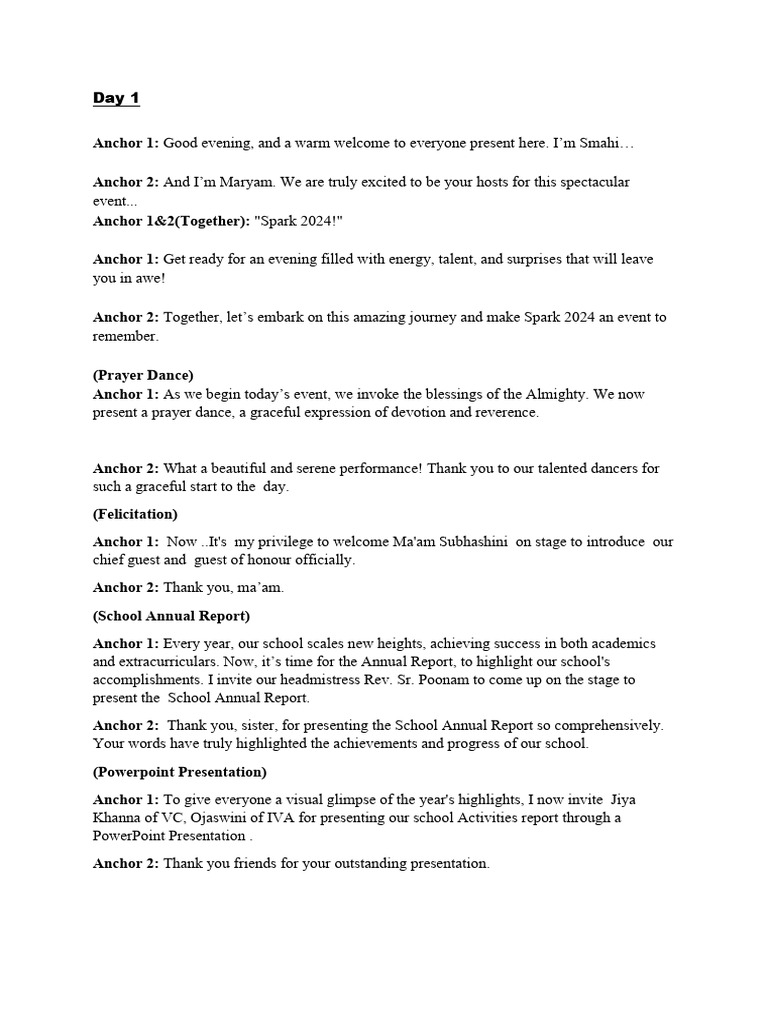 New Sports Day Anchoring Script | PDF | Physical Exercise