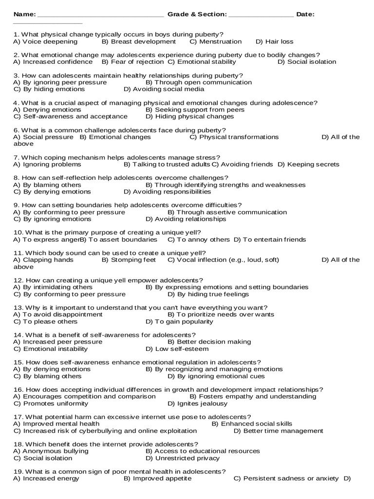 Adolescence - G7 - Project Shape Topic | PDF | Adolescence | Mental Health