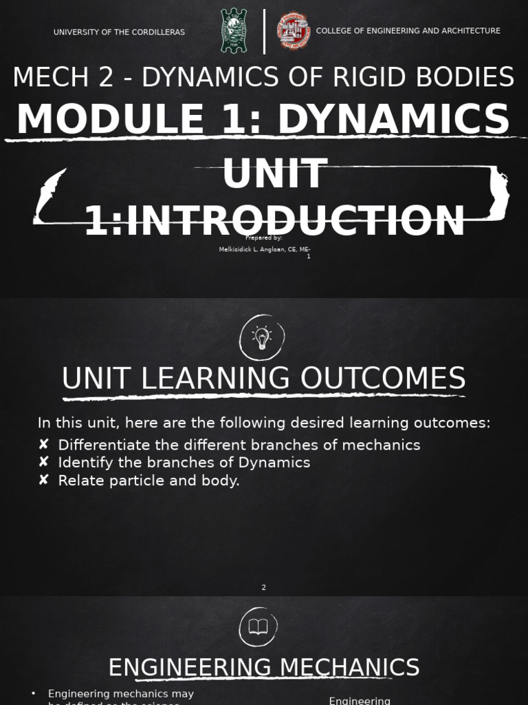 MECH 2 MODULE 1 Dynamics of Rigid Bodies | PDF | Velocity | Force
