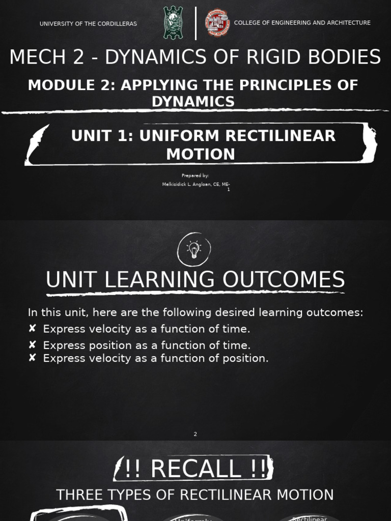 MECH 2 MODULE 2 Applying The Principles of Dynamics | PDF ...