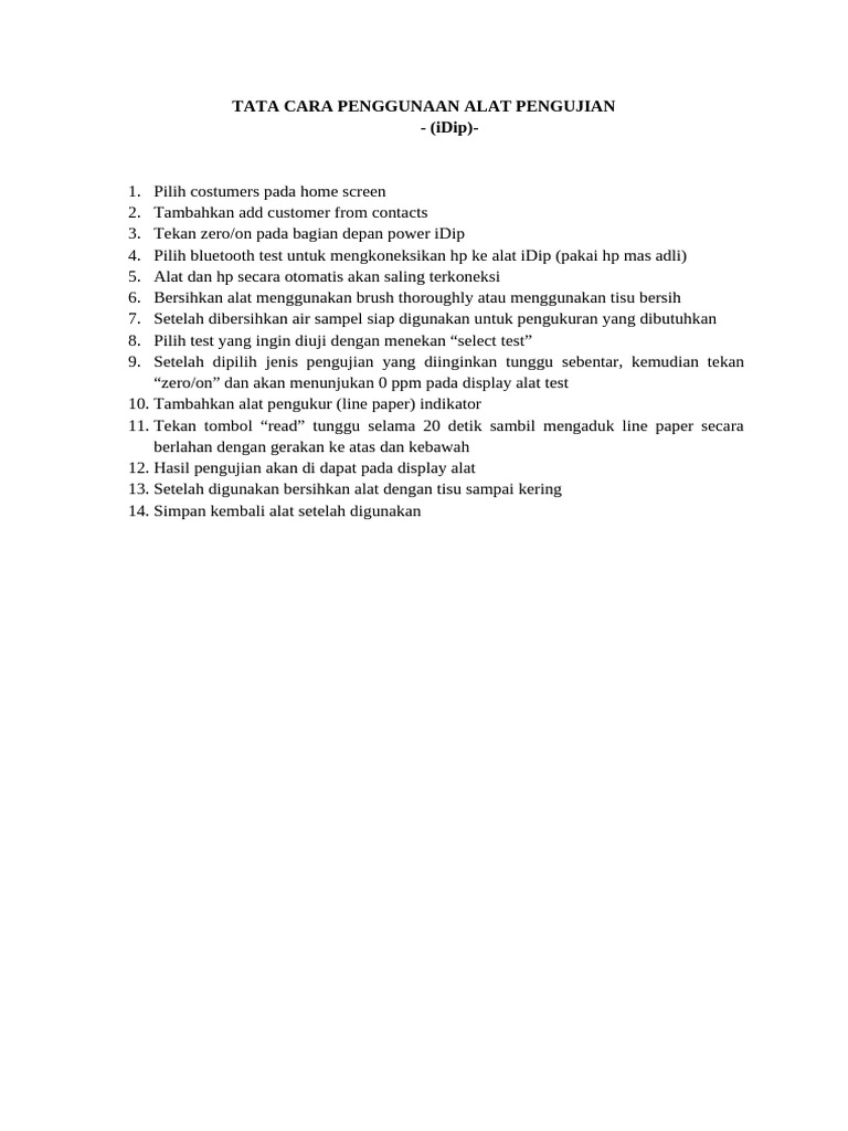Panduan Penggunaan Alat iDip | PDF