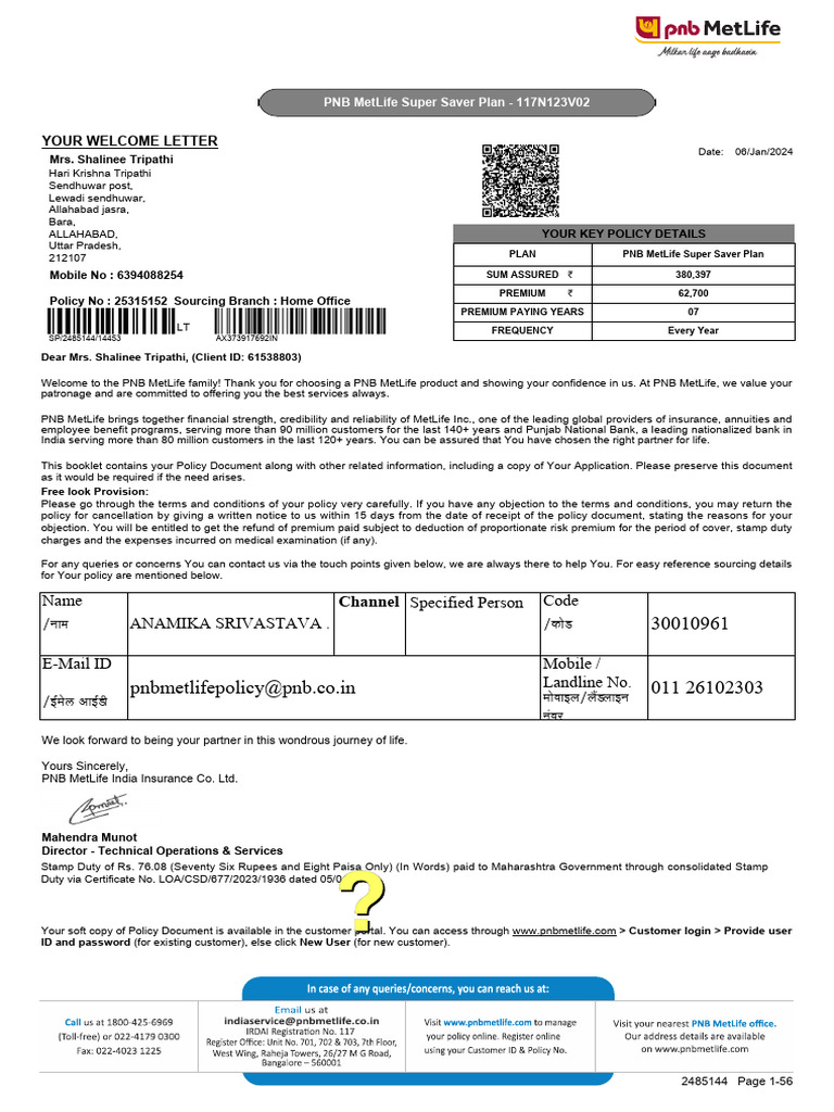 Welcome to PNB MetLife Plan | PDF | Insurance | Life Insurance