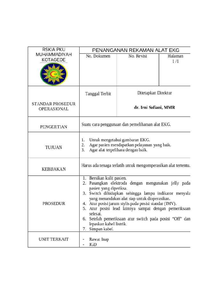 Sop Ekg | PDF