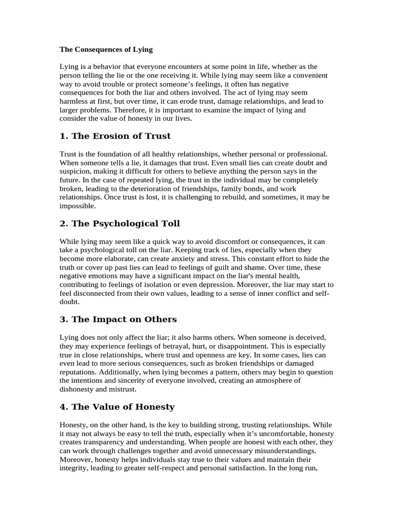 Consequences of Lying Explained | PDF | Feeling | Shame