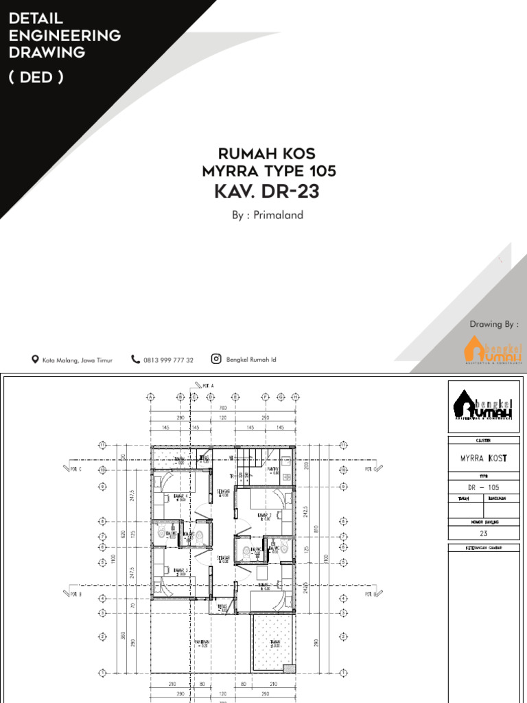 Rencana Desain Rumah Kos MYRRA 105 | PDF