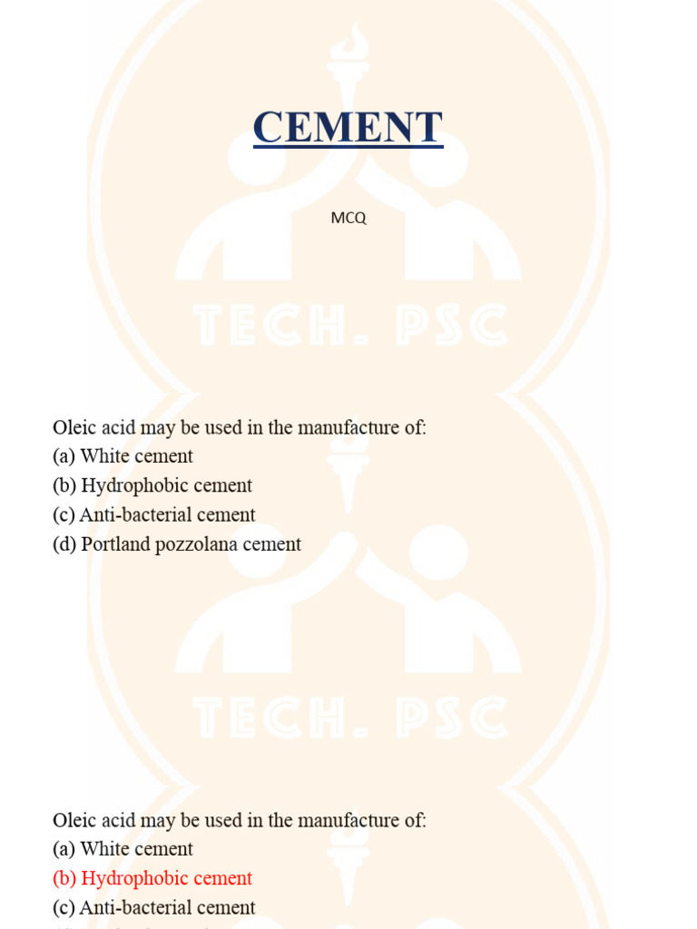 CEMENT MCQ | PDF | Cement | Lime (Material)