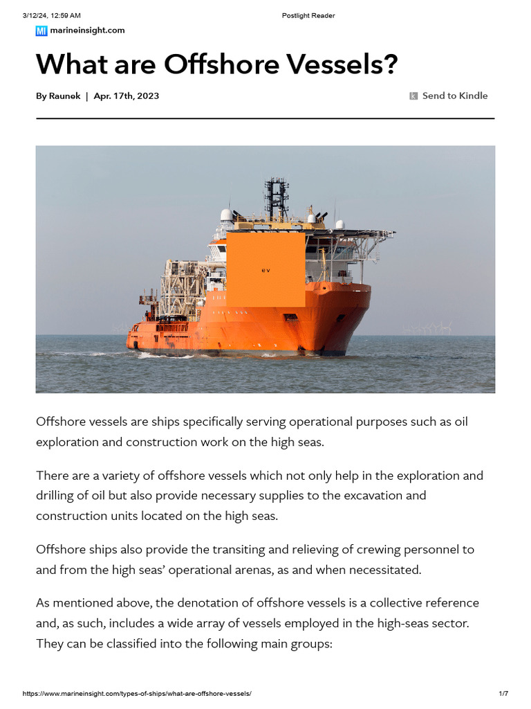 What are Offshore Vessels_ | PDF | Ships | Shipping