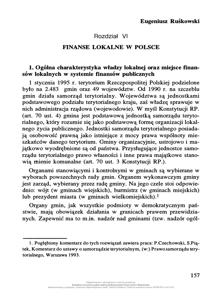E Ruskowski Finanse Lokalne W Polsce | PDF