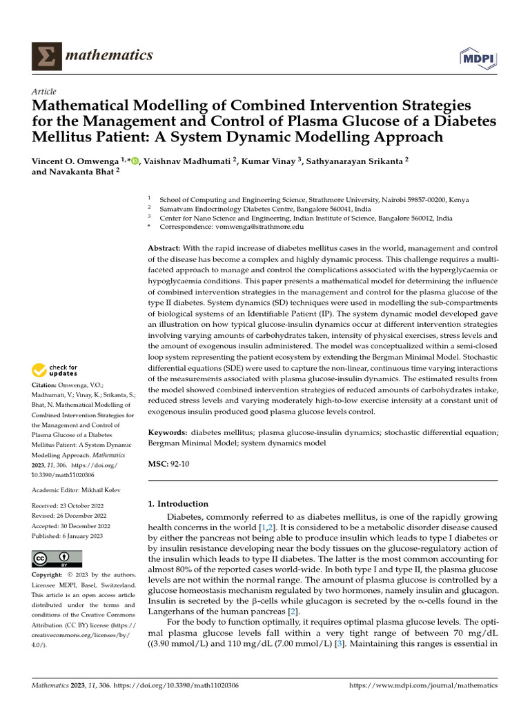 Mathematical_Modelling_of_Comb | PDF | Diabetes | Insulin