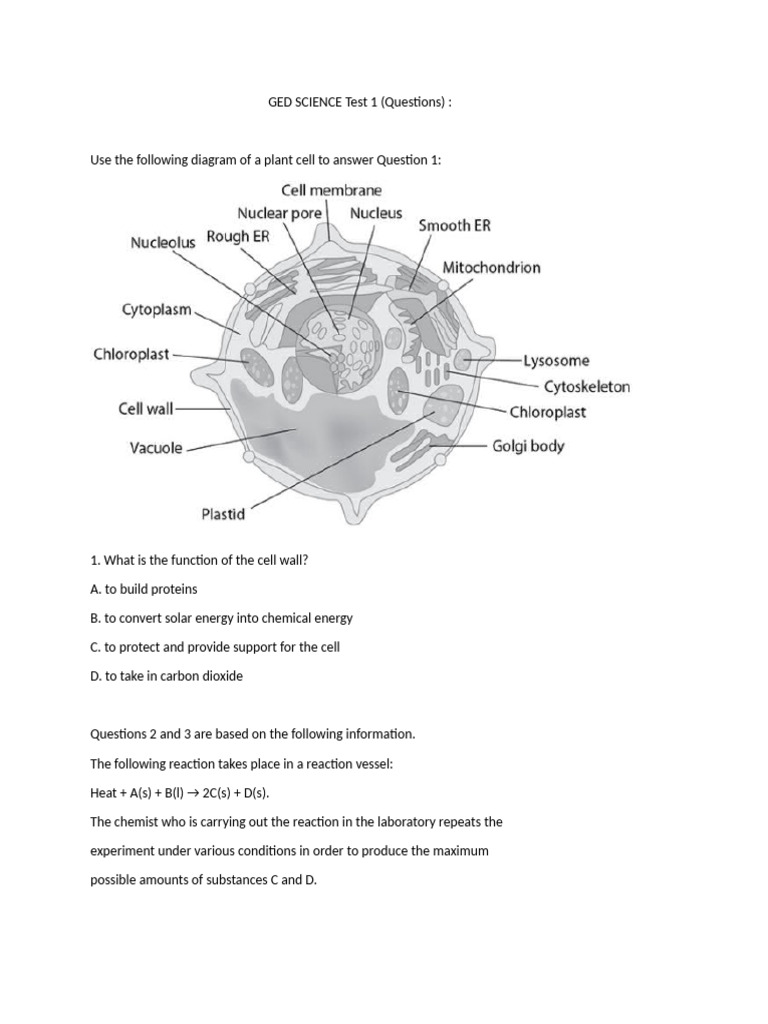 GED Science Practice Test | PDF | Chemical Reactions | Water