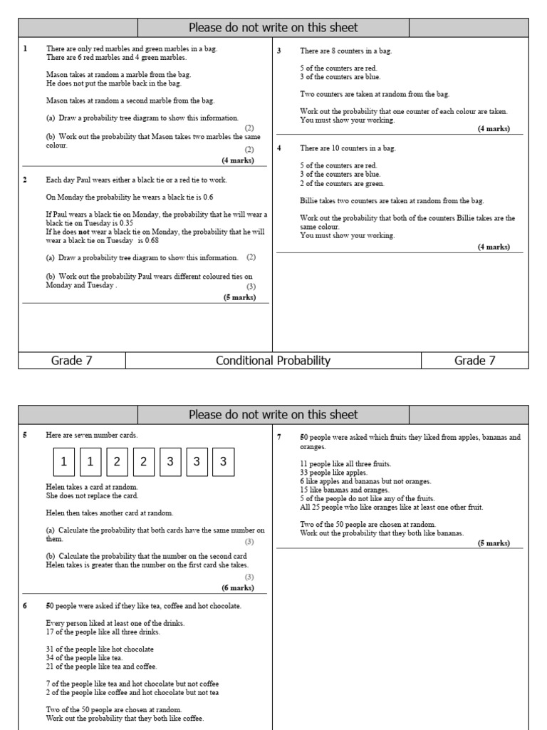 7-conditional-probability-ws | PDF | Drink