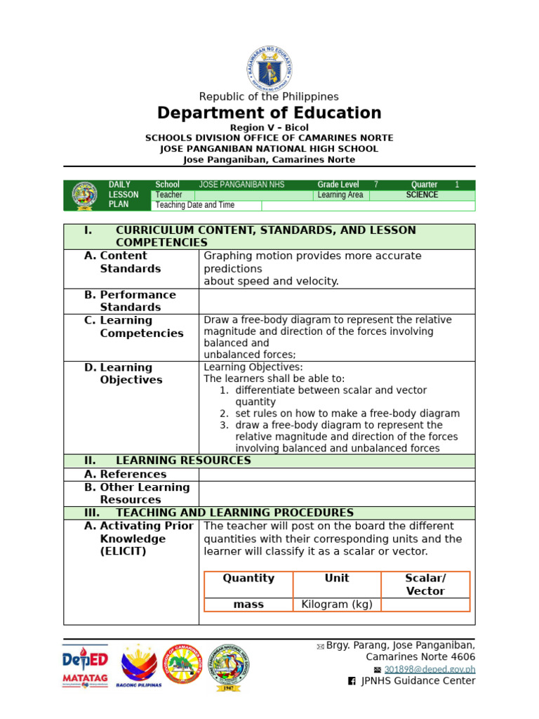 Science 7 Q3 - LC3 DLP Final | PDF | Force | Euclidean Vector